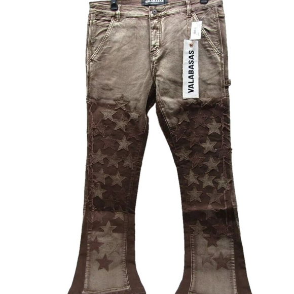 Valabasas | Jeans | Valabasas Mens Vstars Brown Wash Stacked Flare ...